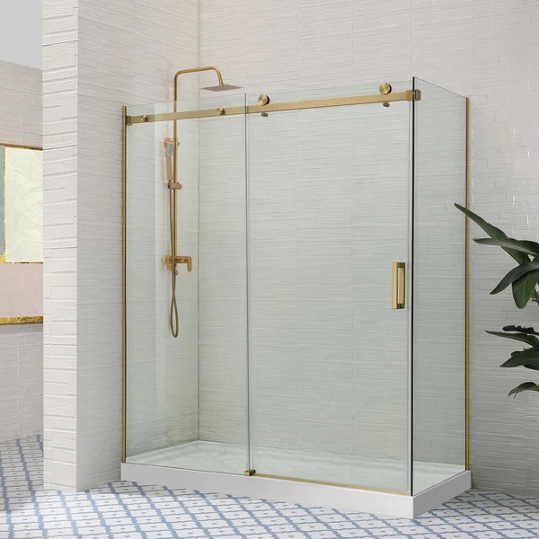 Frameless Shower Sliding Door 1200 x 900 Brushed Gold – Bathrooms On A ...