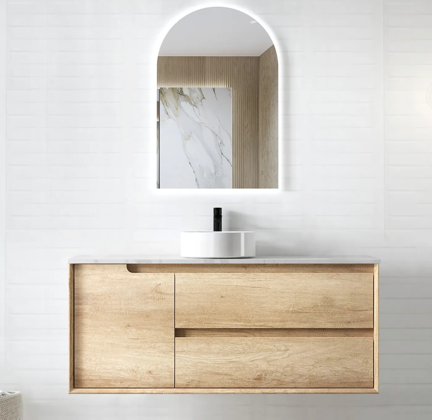 Byron Natural Oak Vanity 1200mm Basin Top – Bathrooms On A Budget